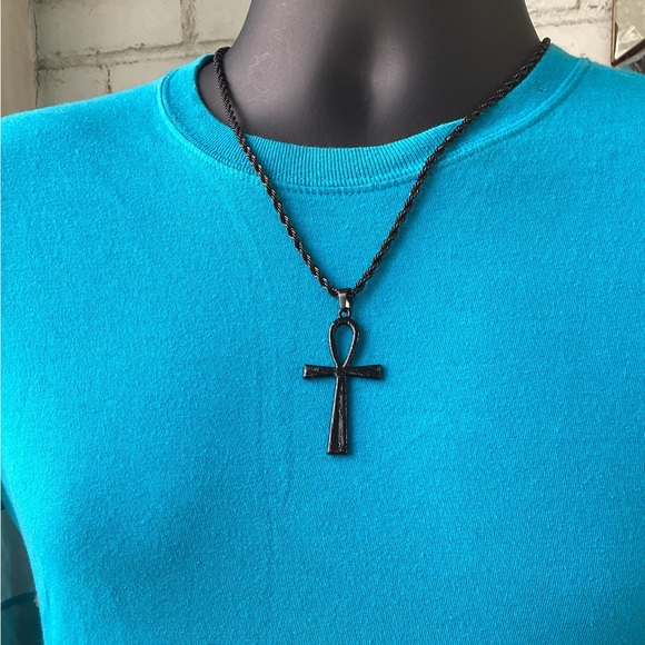 Accessories | Mens Black Stainless Steel Egyptian Ankh Necklace | Poshmark